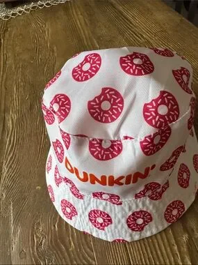 Dunkin Donuts | Accessories | Reversible Dunkin White Red Donut Print ...